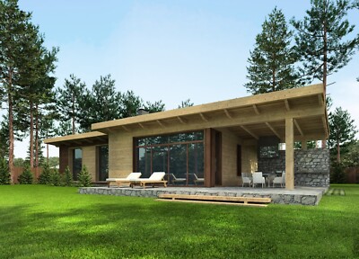 PREFAB TIMBER FRAME KIT ENGINEERED WOOD HOUSE DIY BUILDING CABIN HOME ...