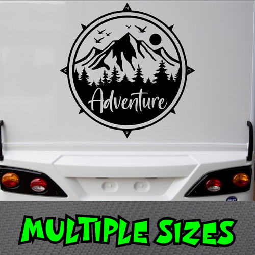 Adventure Sticker Decal Caravan Compass Camping Explore 4x4 Mountains ...