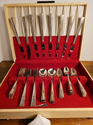 WM ROGERS MFG CO AA Heavy Silverplated Flatware & Chest Vintage ...