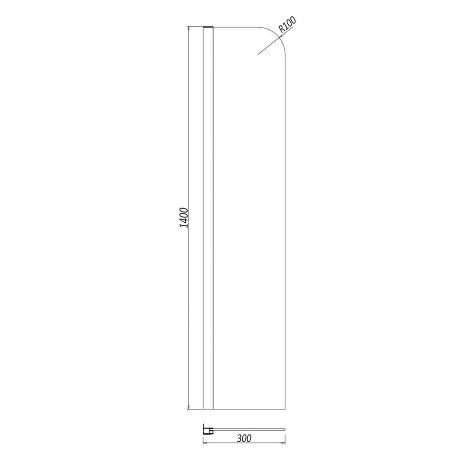 Mini Bath Screen Over Fixed Panel Water Deflector 1400mm X 300mm- Fixed ...