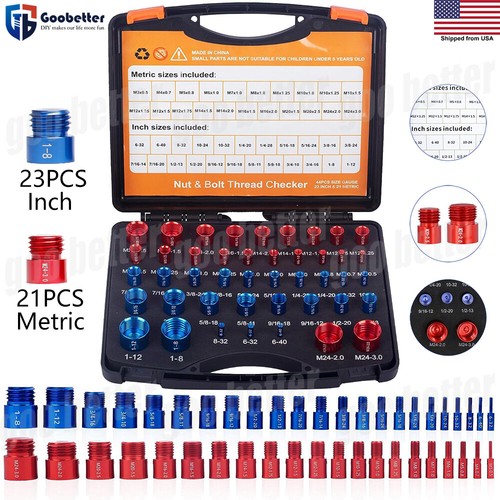 44PCS Screw Bolt Nut Thread Measure Gauge Size Checker Set (23 Inch ...