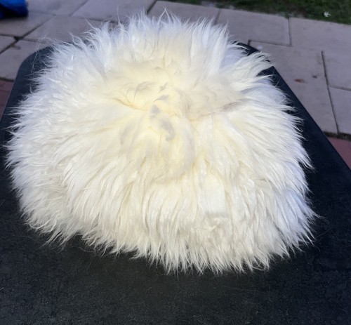 Vtg Genuine Tuscan Lamb Skin Fur Italy Ivory Fluffy Puffball Winter Hat ...