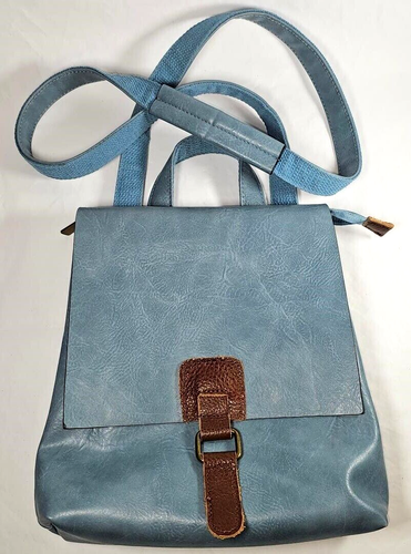 Paolo Blue Leather Backpack Bag Purse Crossbody Tote Magnetic Flap ...