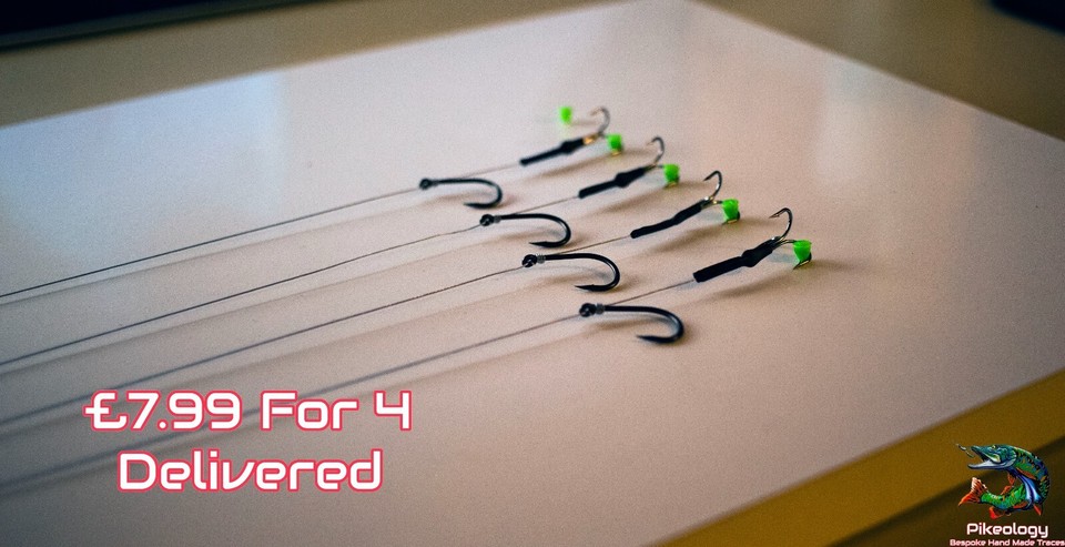 Zander / Perch Single Hook & Treble Predator Rig DeadBait Wire Trace ...