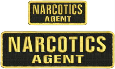 "NARCOTICS Agent" embroidery patch 3x10 and 2x5 inches hook all gold ...