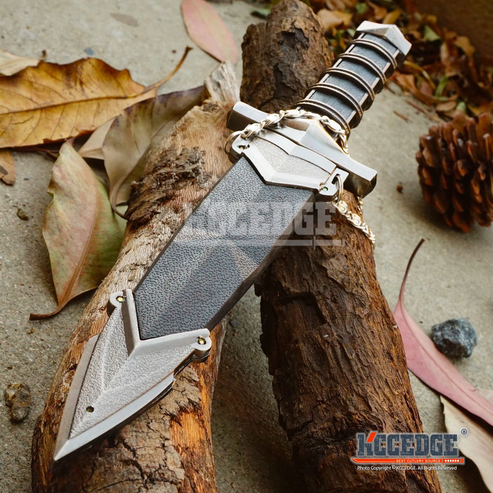 11" ASSASSIN DAGGER Medieval Knights Fixed Blade Double Edged Knife w ...