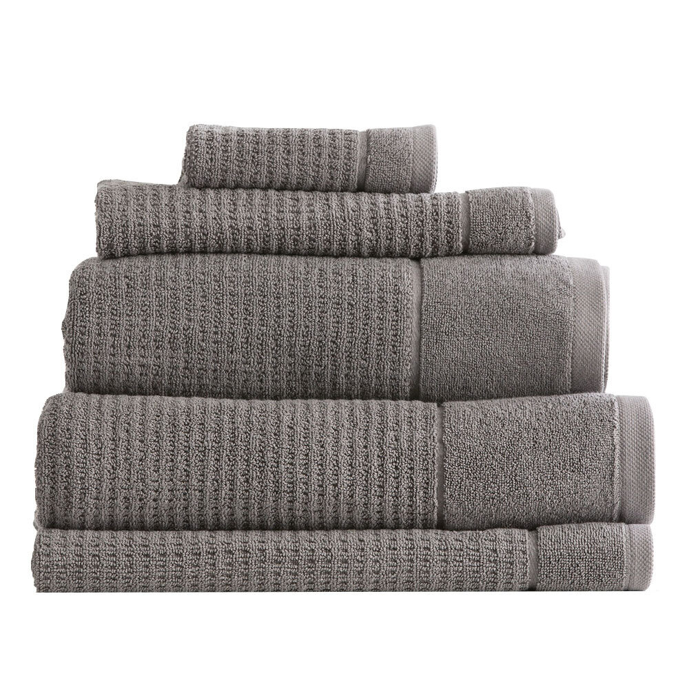 5pc Renee Taylor Fossil Cambridge Textured 650GSM Bath/Face/Hand Towel ...
