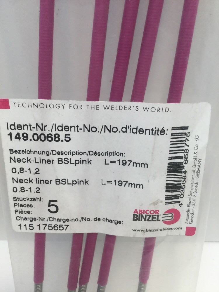 (5) New NECK-LINER BSLpink L=197mm Technology For The Welder’s World ...