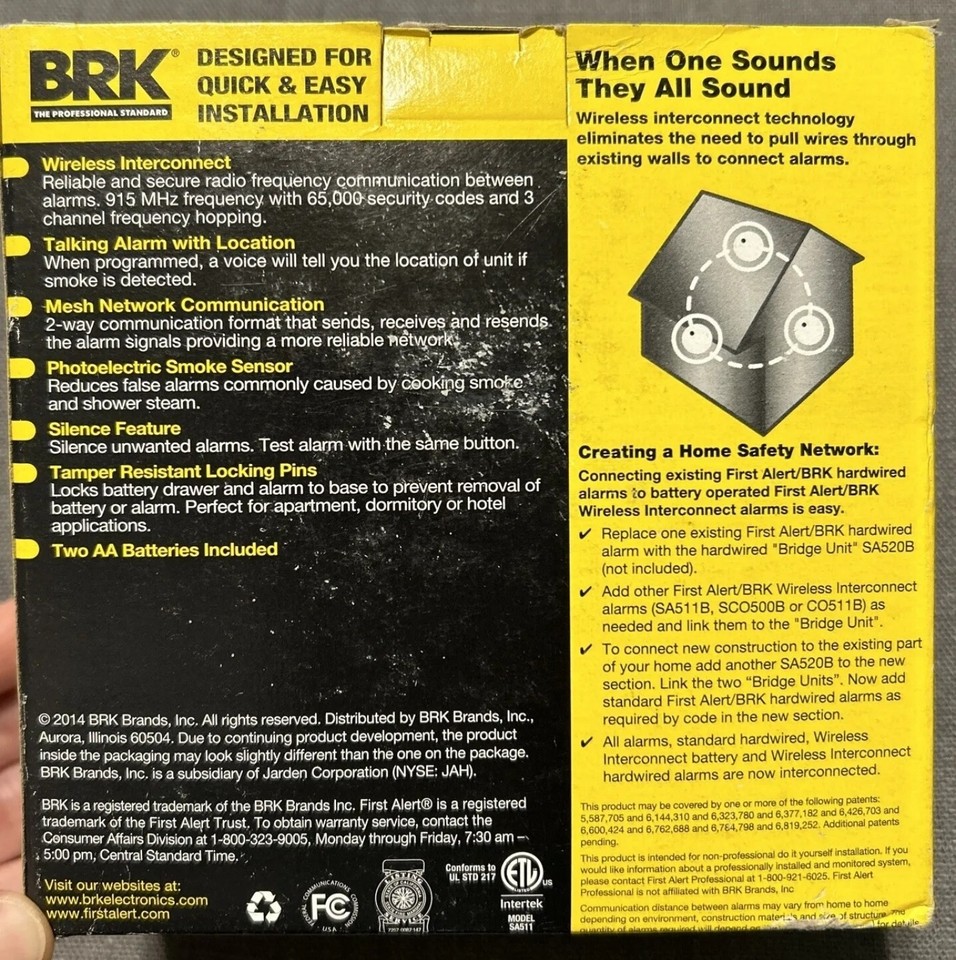 BRK Smoke Alarm SA511B Battery Powered Alarm by First Alert, Talking ...