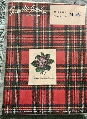 1 Vintage Jean McIntosh Needlepoint Pattern Petit Point Chart Violets ...