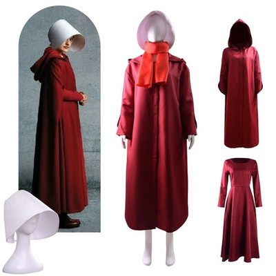The Handmaid's Tale Cosplay Red Cloak Dress Hat Robe Full Set Costume ...