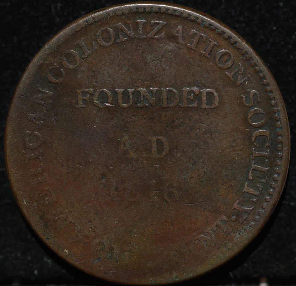 1833 Penny Liberia Emergency Coin Token American Colonization Rare Anti ...