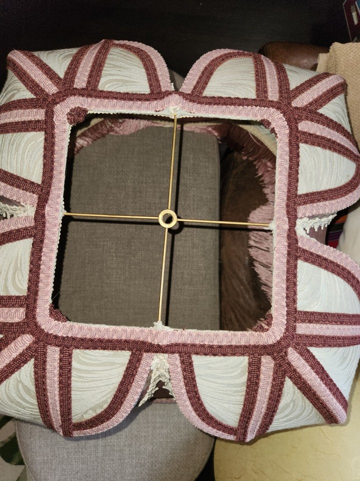 UNIQUE HUGE 26" Parlor Lamp Shade Victorian Deco Rose Fabric Fringe EUC ...