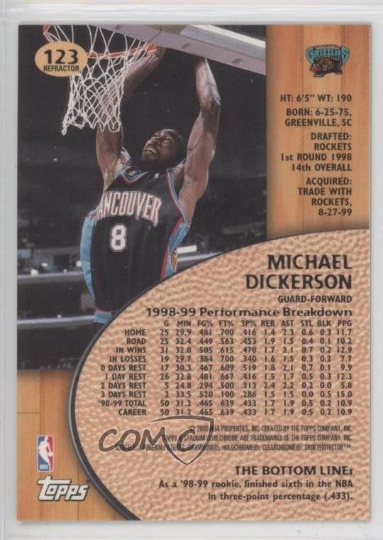 1999-00 Topps Stadium Club Chrome Refractor Michael Dickerson #123 | eBay