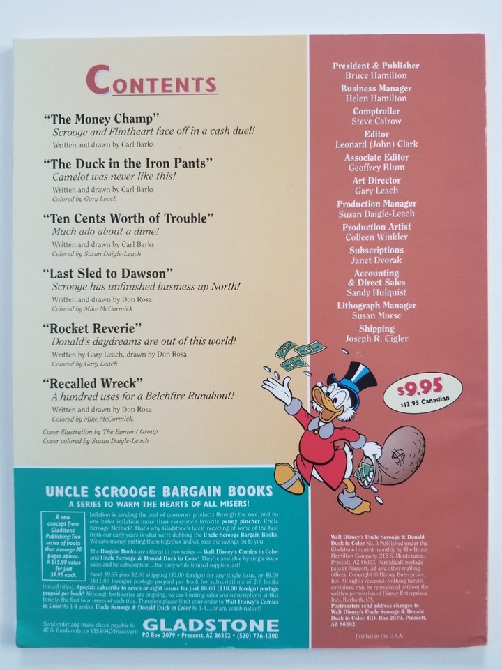 Walt Disney's Uncle Scrooge & Donald Duck in Color #3 (1996 Gladstone ...