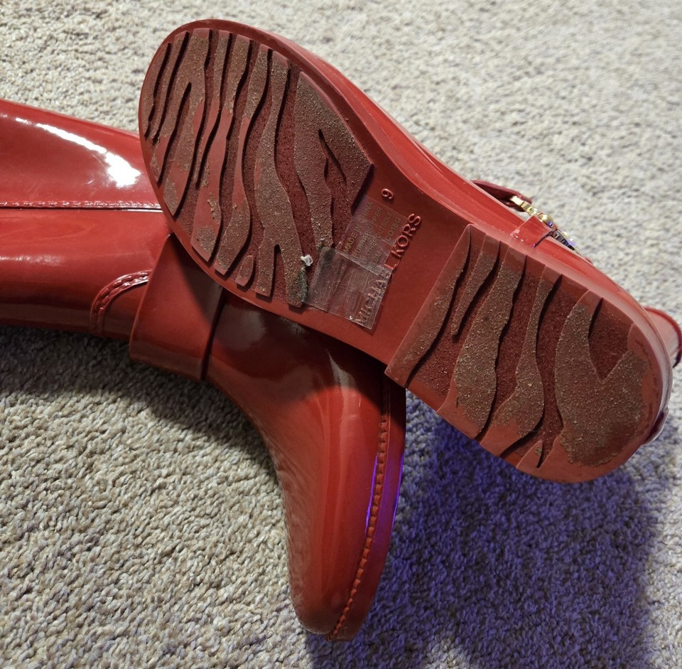 Michael Kors Style Red Rain Boots Women’s Size 9 – Waterproof – MK Logo ...