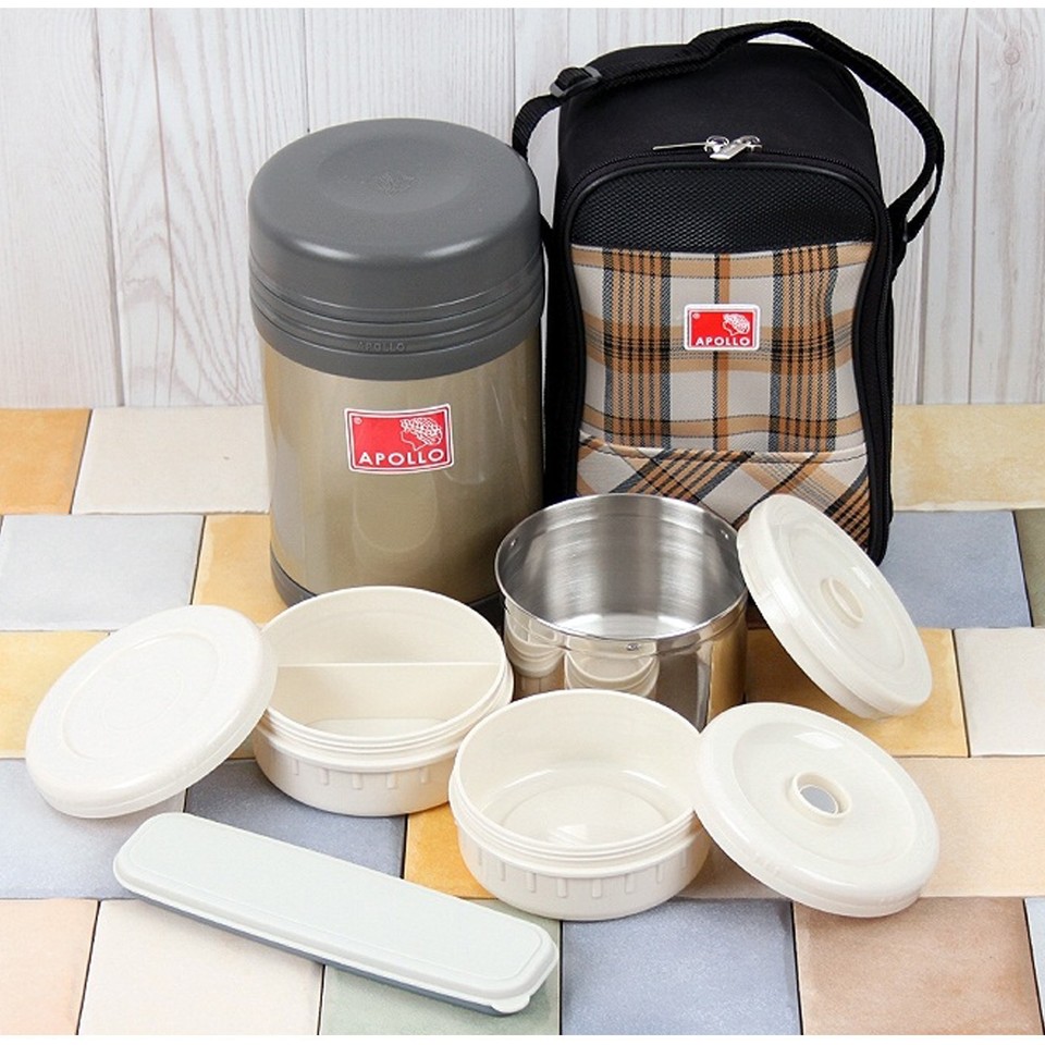 Stainless Steel Thermal Bento Sealed Lunch Box Bentoset Insulated Bag ...