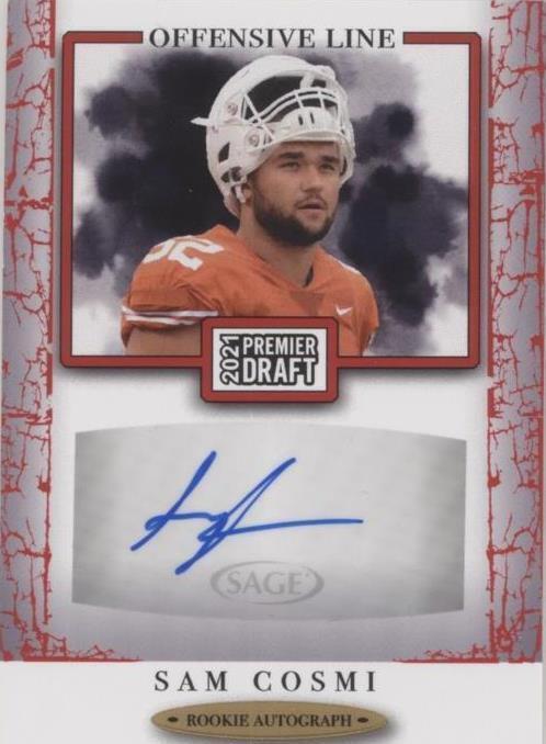2021 Sage Premier Draft - Autographs Sam Cosmi #A176 Red (AU, RC) for ...