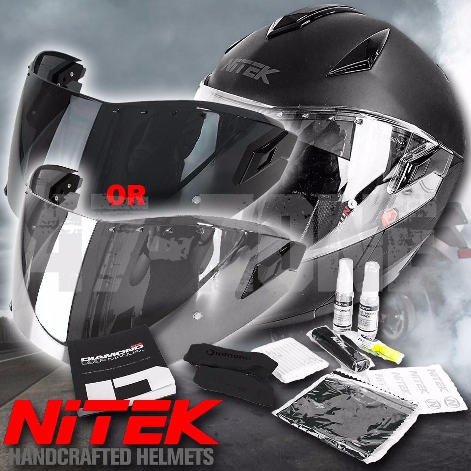 NiTEK Matte Black Color Diamond N260 Modular Racing Helmet With Visor ...