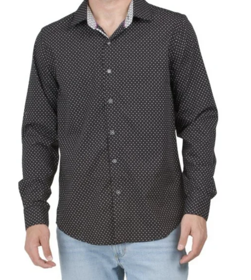 Black Polka Dot Button Down
