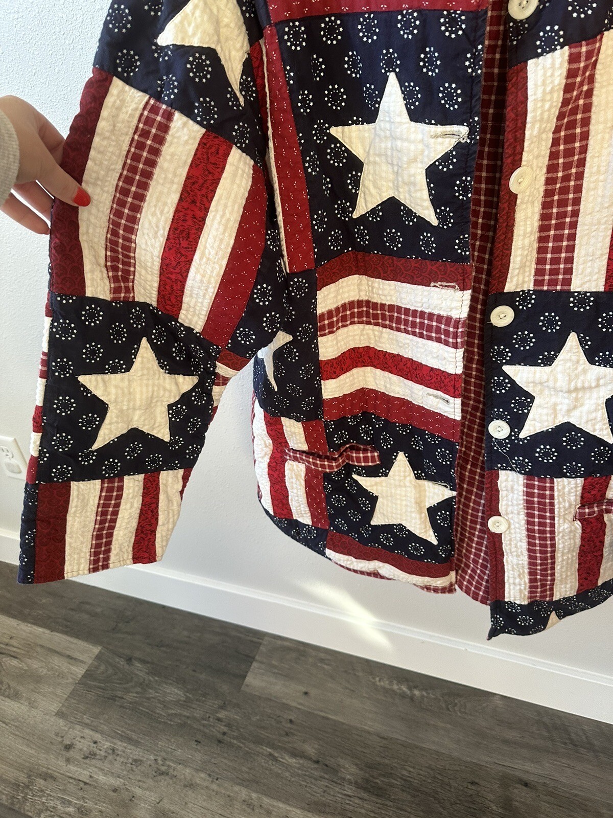 VINTAGE 1980s PATCH MAGIC AMERICAN FLAG JACKET SIZE XL - Gem