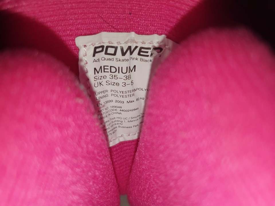 Power Adj Quad Roller Skates Kids Size M 3-5 In Very Good Condition ...