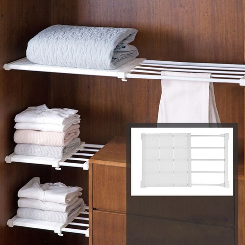 Adjustable Extendable Rack Closet Cupboard Divider Storage Shelf ...