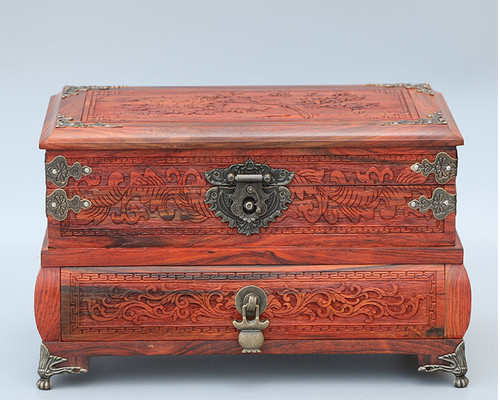 Chinese Style Jewelry box Red Rosewood with mirror drawer 26.5*17*16CM ...