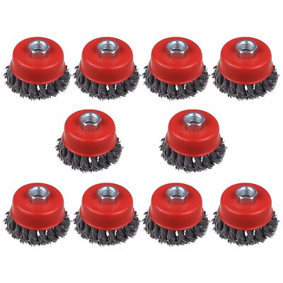 10Pack 3 Inch Wire Cup Brush for 4 1/2 Angle Grinder with 5/8"-11 ...