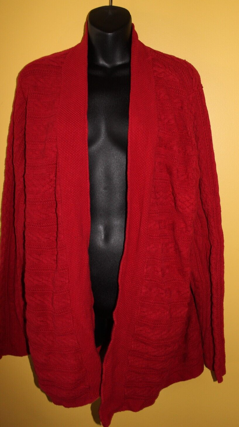 Croft & Barrow 3x Red Open Front Cable Knit Sweater Cardigan | eBay
