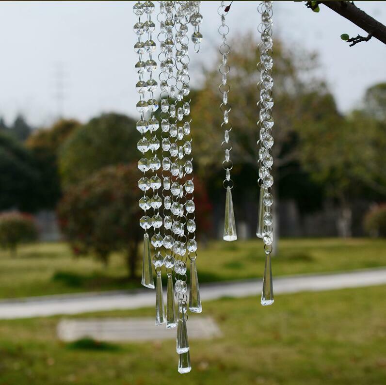 12pcs 50cm Acrylic Crystals Bead String Drop Prism Pendant Wedding ...