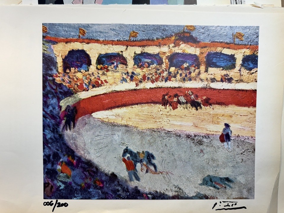 Pablo Picasso Original Hand Tipped print -Bullfighting, 1896- Signed | eBay
