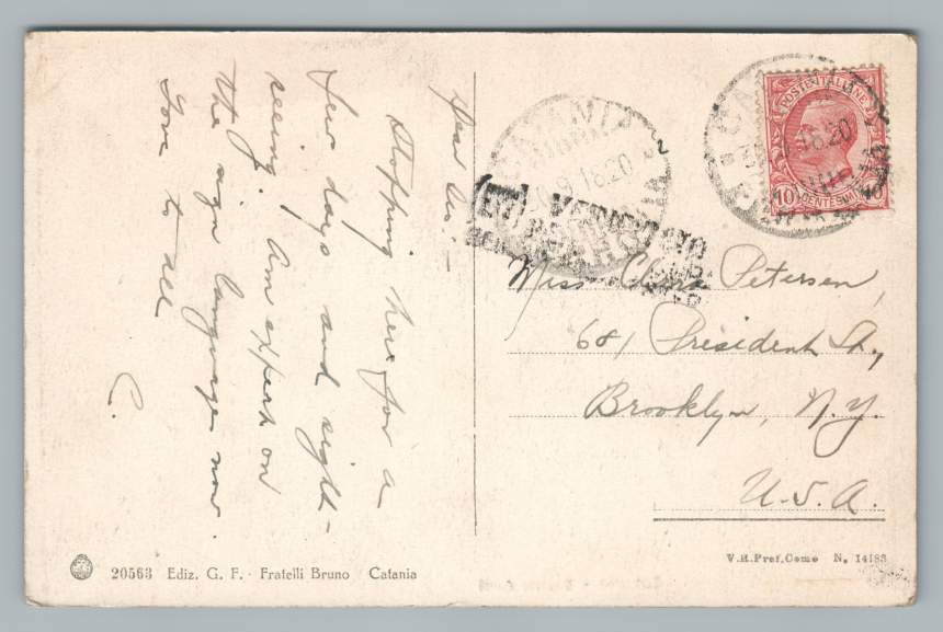 Quattro Canti CATANIA Sicily ~ Antique Italy Postcard Stamp Cover to ...