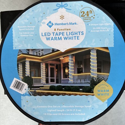Member Mark 8Function LED Tape Lights Warm White 24FT Lighted Length | eBay