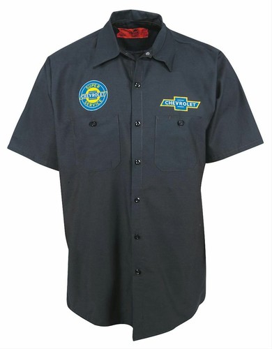 CHEVROLET PIT SHIRT Mechanic Hemd Kurzarm Crew Work V8 Camaro Corvette ...