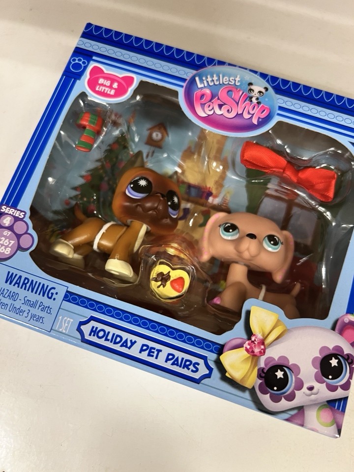 Littlest Pet Shop HOLIDAY PET PAIRS - #267 Great Dane & #268 Dachshund ...