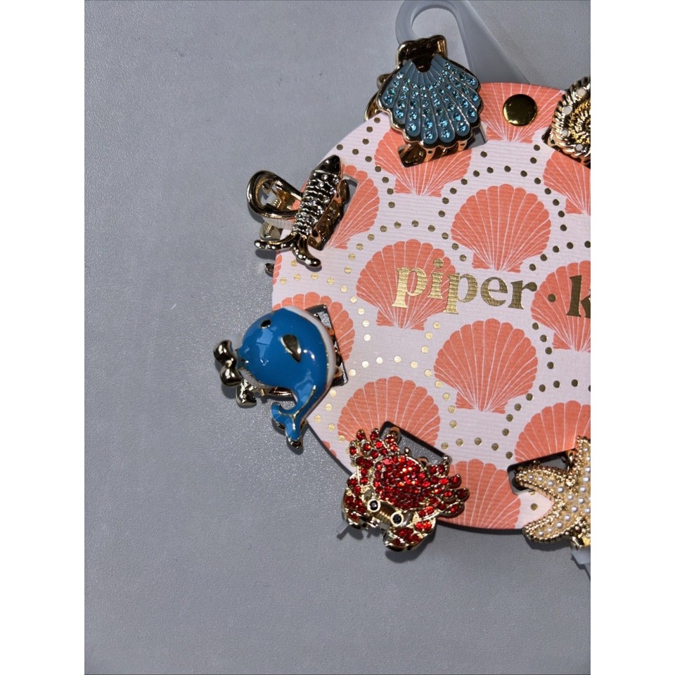 Piper K Enamel Hair Clips Set Seahorse Whale Fish Crab Starfish Shells ...