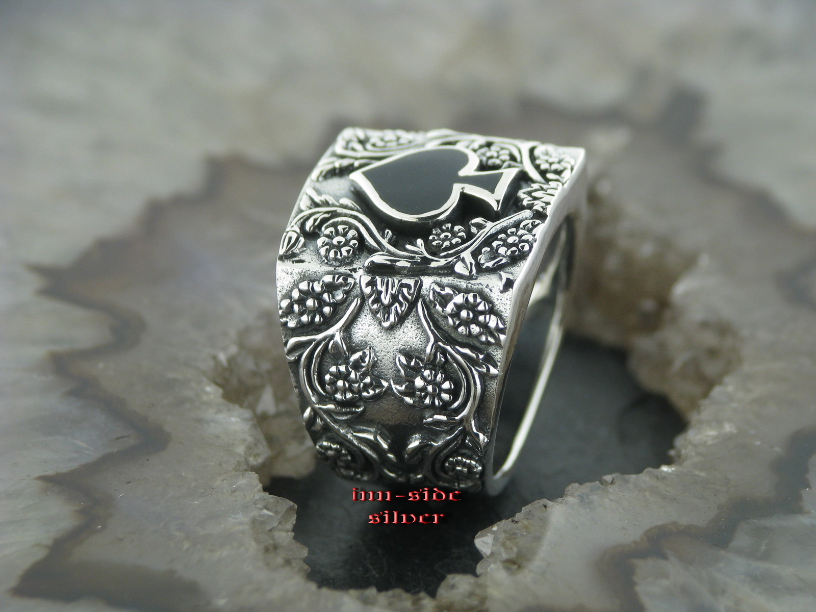 Silberring PIK AS Ring Motiv Ranke POKER Skat Silber 925 Old School ...