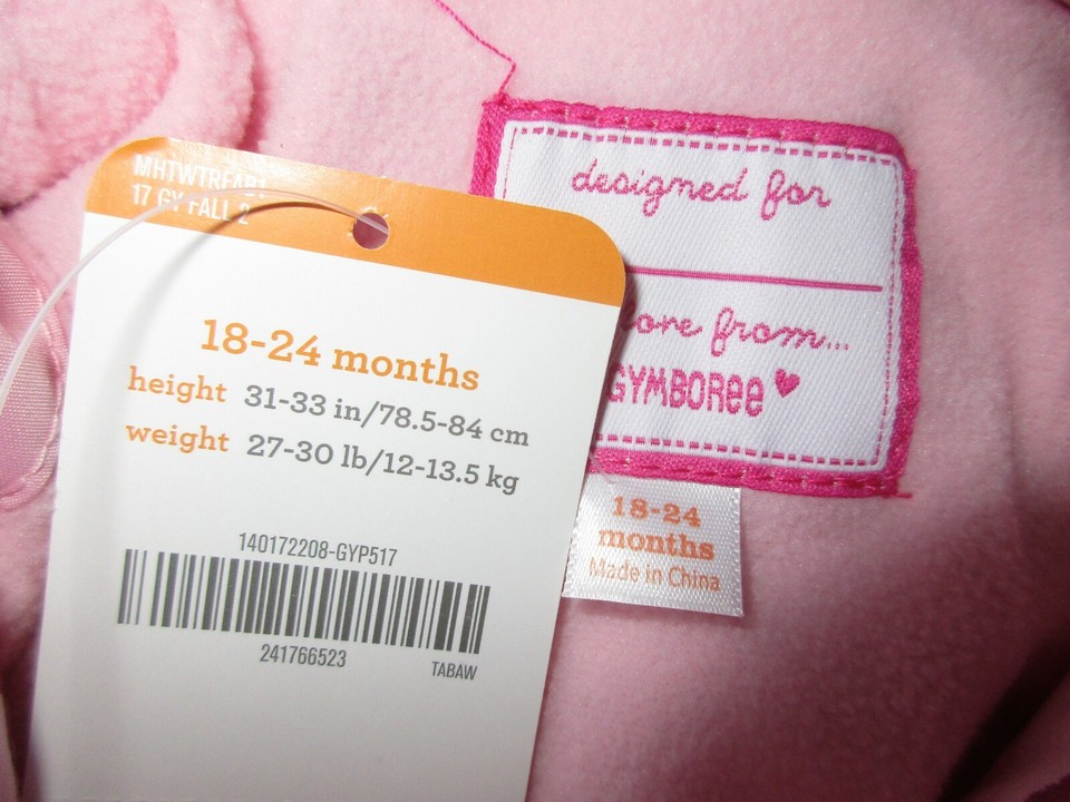 Gymboree Pink Hearts Tails Of The City Puffer Jacket Coat 6 12 18 24 ...