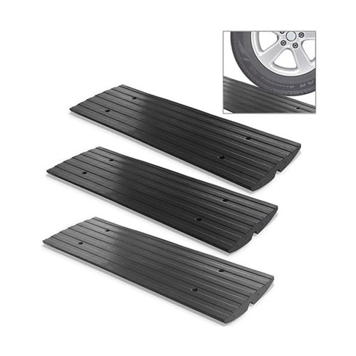 Pyle Car Driveway Adjustable Curb Ramps - 3 Pack Heavy Duty Rubber ...
