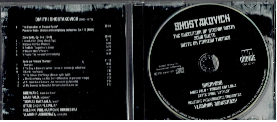 DMITRI SHOSTAKOVICH Execution of Stepan Razin / Zoya Suite CD 2013 ...