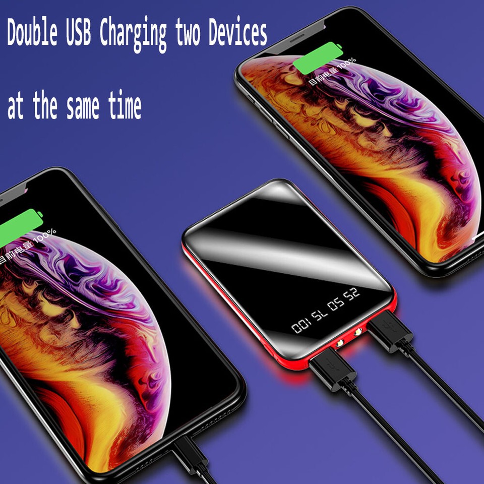 Mini Power Bank Dual USB UltraThin External Battery Backup Charger | eBay