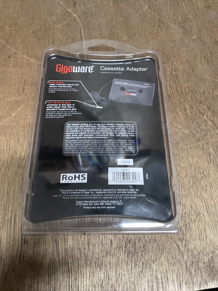 Gigaware RadioShack Vehicle Car Cassette Audio Auxiliary 3.5mm Adapter ...