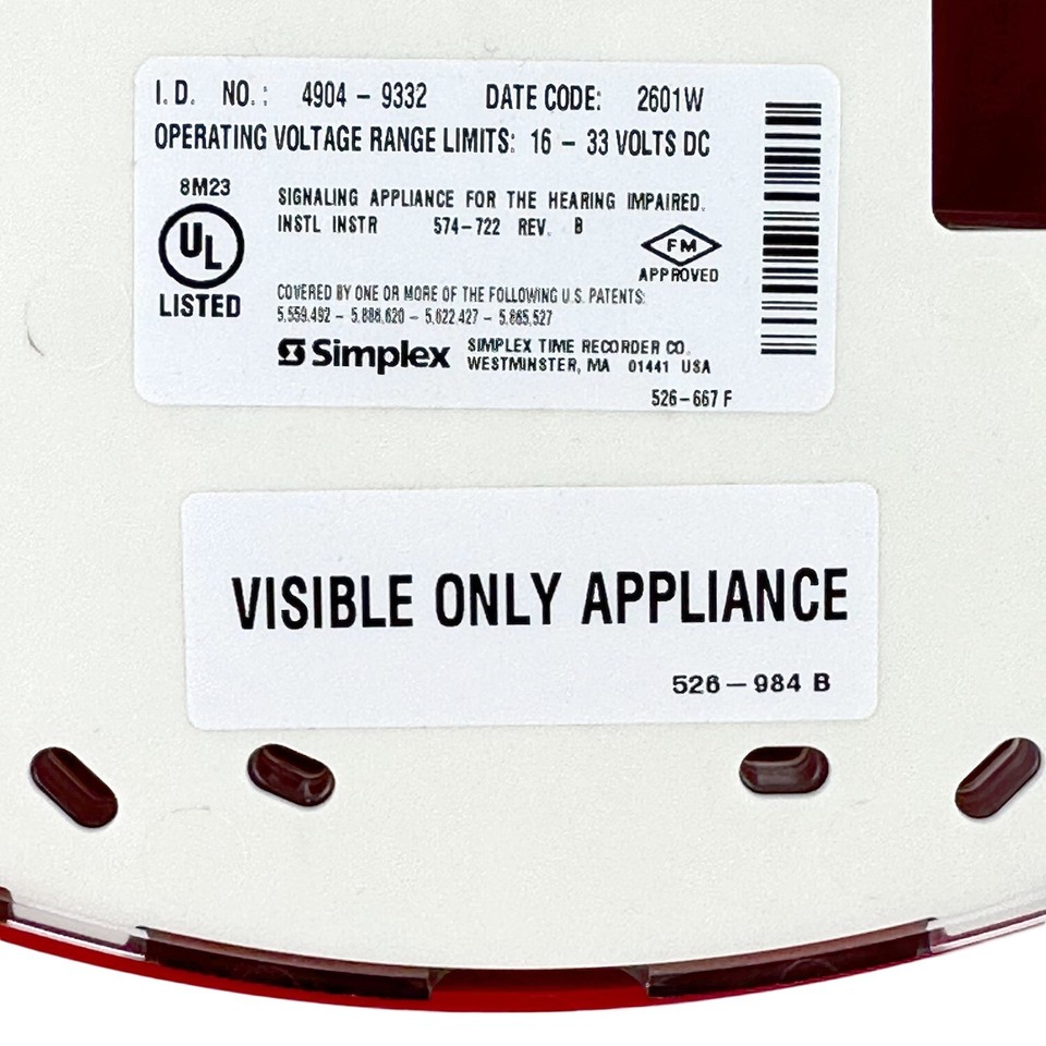 SIMPLEX 4904-9332 TRUEALERT WALL MOUNT SYNCHRONIZED STROBE | eBay