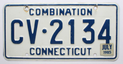 Vintage Connecticut 1985 Combination Truck License Plate, CV-2134, Nice ...