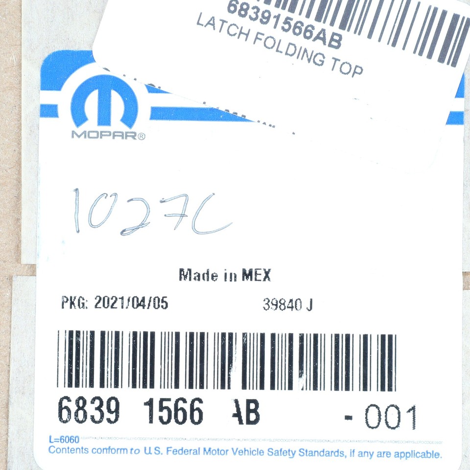 2018-2026 WRANGLER JL GLADIATOR FOLDING TOP LATCH NEW GENUINE MOPAR ...