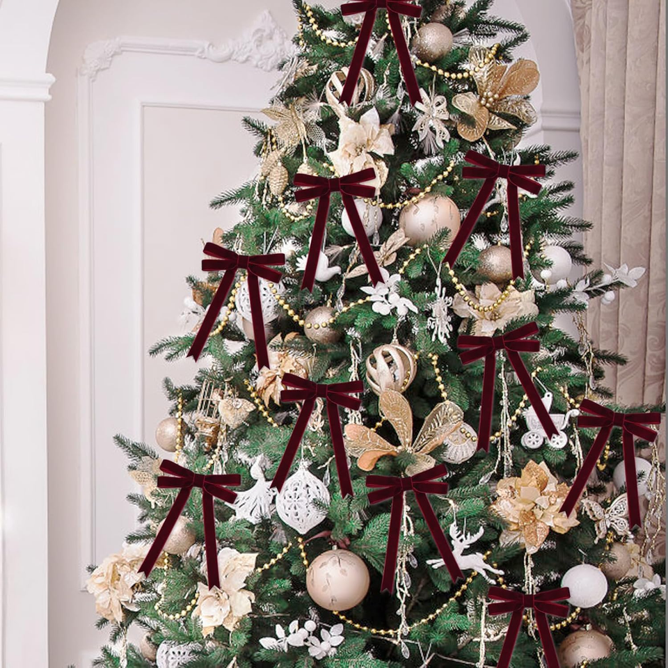10 Yards Burgundy Velvet Ribbon Christmas Tree,5/8 Inch Dark Red Velvet ...