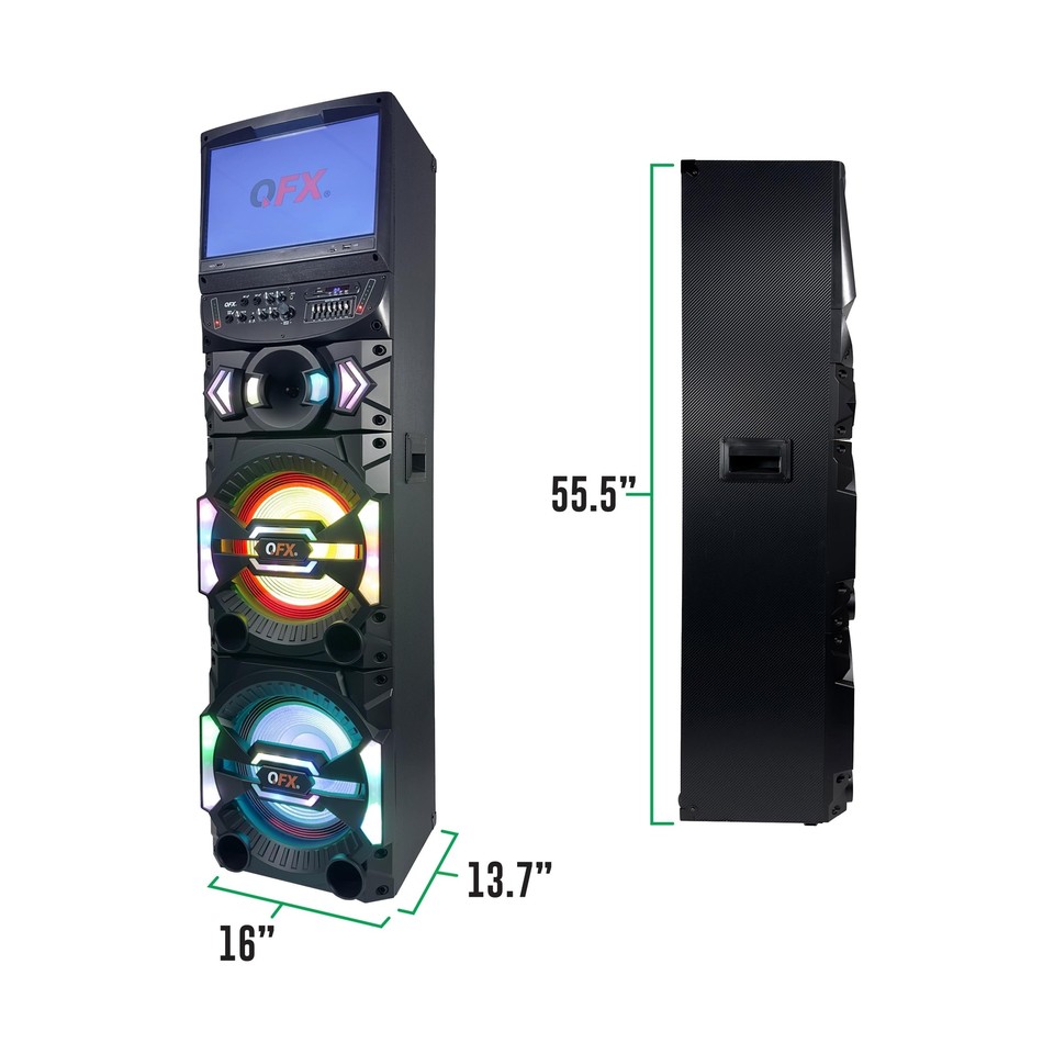 QFX Party Speaker Bundle | SBX-212W Bluetooth Large Party Karaoke ...