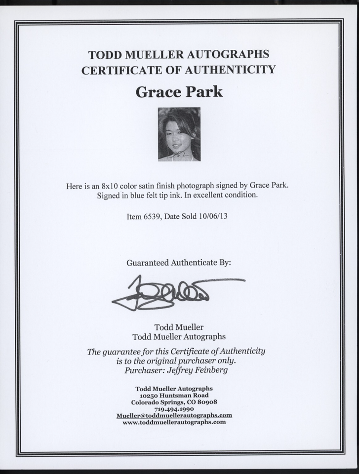 Grace Park Actress Autographed 8x10 Photo w/COA WWE38-102 | eBay