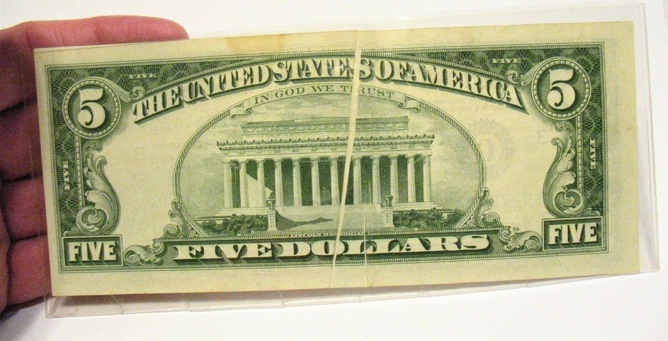 1963 A FIVE 5 DOLLAR BILL MISPRINT FOLDING ERROR | eBay